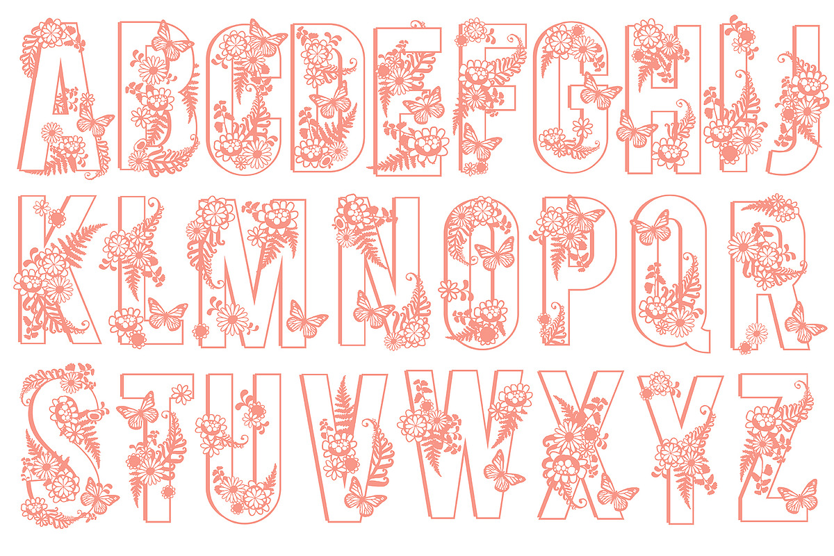 Siri Floral Uppercase Font, a Sans Serif Font by shawnanonna