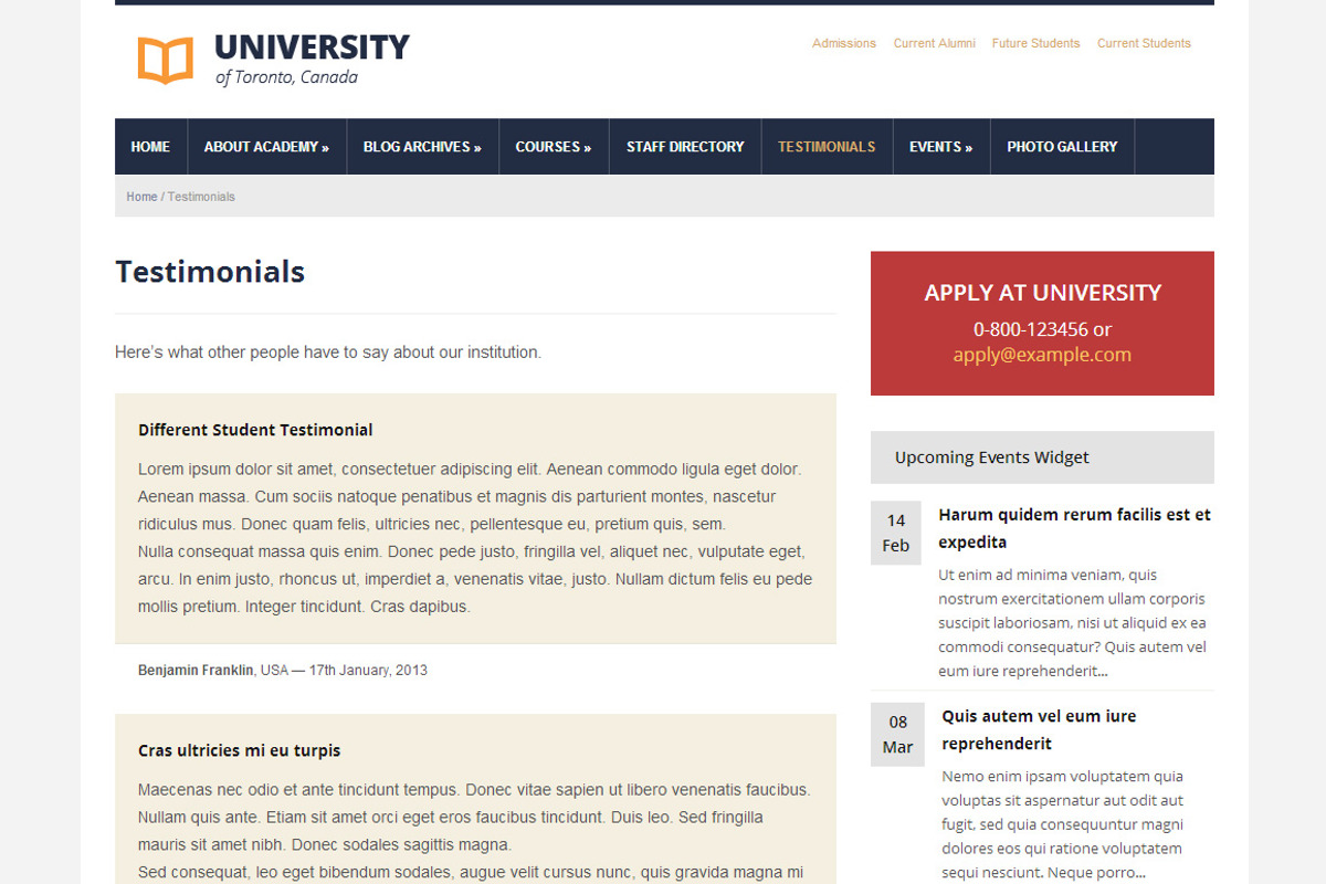 Lectura Theme, a WordPress Template by AcademiaThemes