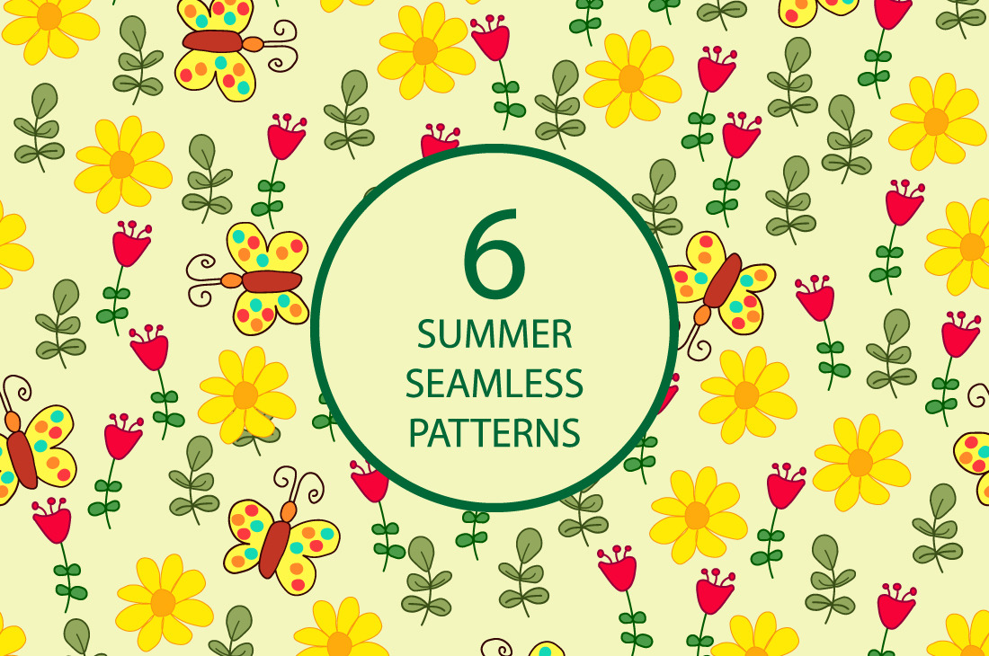 6 summer seamless patterns, a Pattern Graphic by Ederella