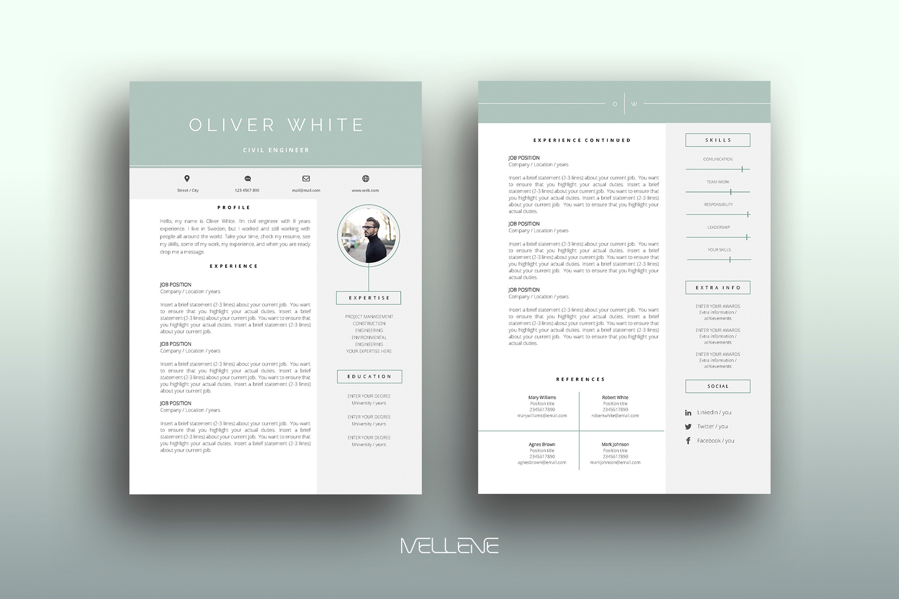 CV / Resume template for MS Word, a Resume Template by Mellene Templates