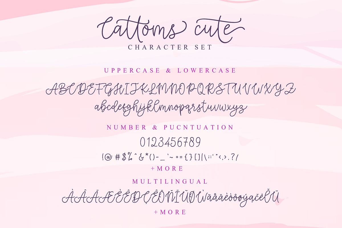 Cattoms Cute | Monoline Script Fonts, a Script Font by Beautypes