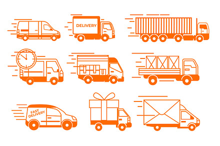 Logistics and freight transportation icon set, a Transportation ...