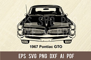 Pontiac GTO 1967 Classic Car SVG, an Illustration by Digital-Clipart