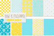 10 digital papers mustard and blue | Graphic Patterns ~ Creative Market
