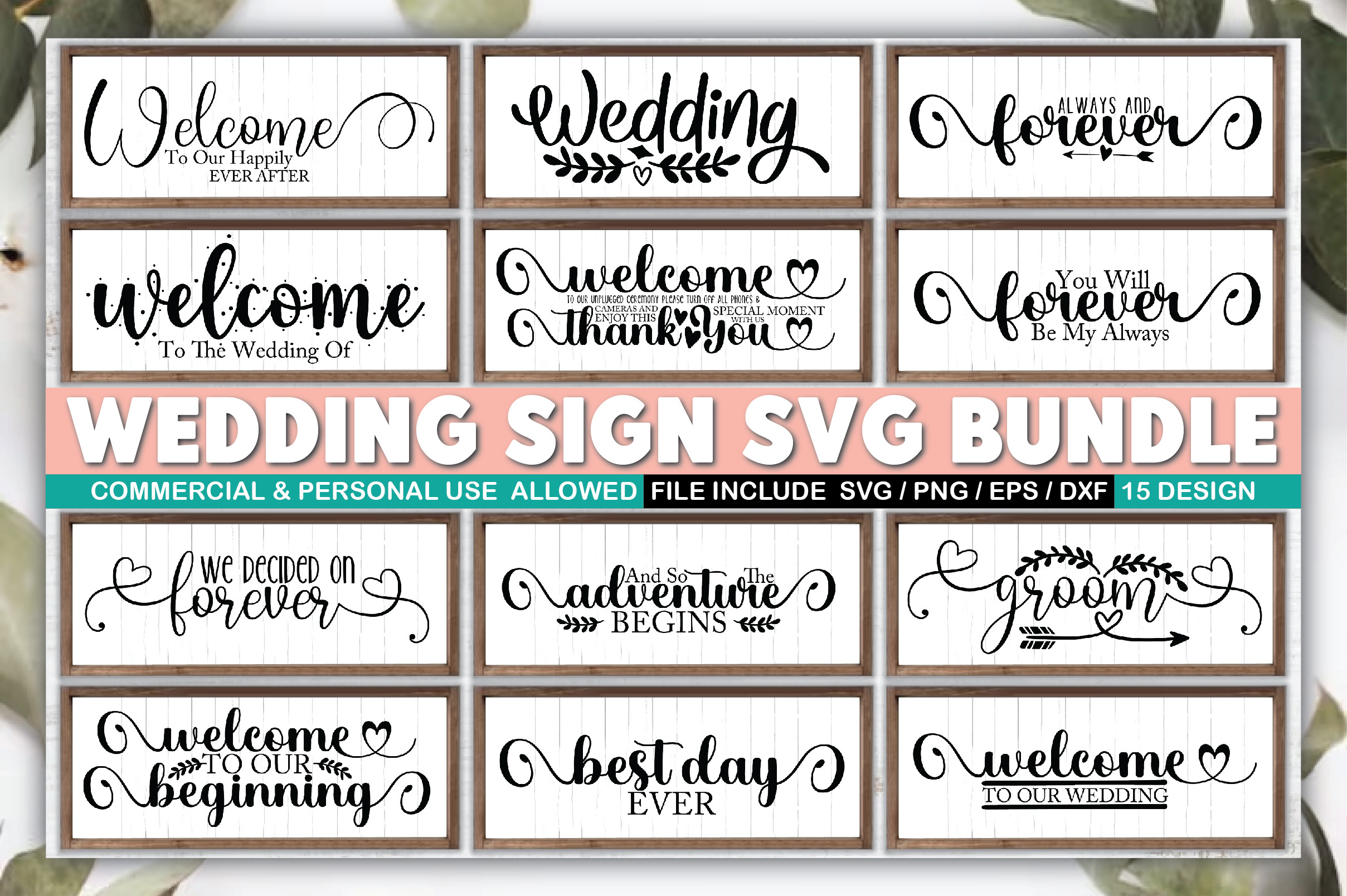 Wedding Sign SVG Bundle, a Graphic by crafthome
