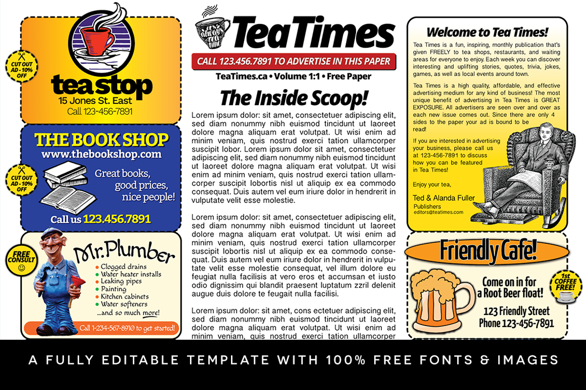 2 Page Newspaper Template, a Flyer Template by Newspaper Templates