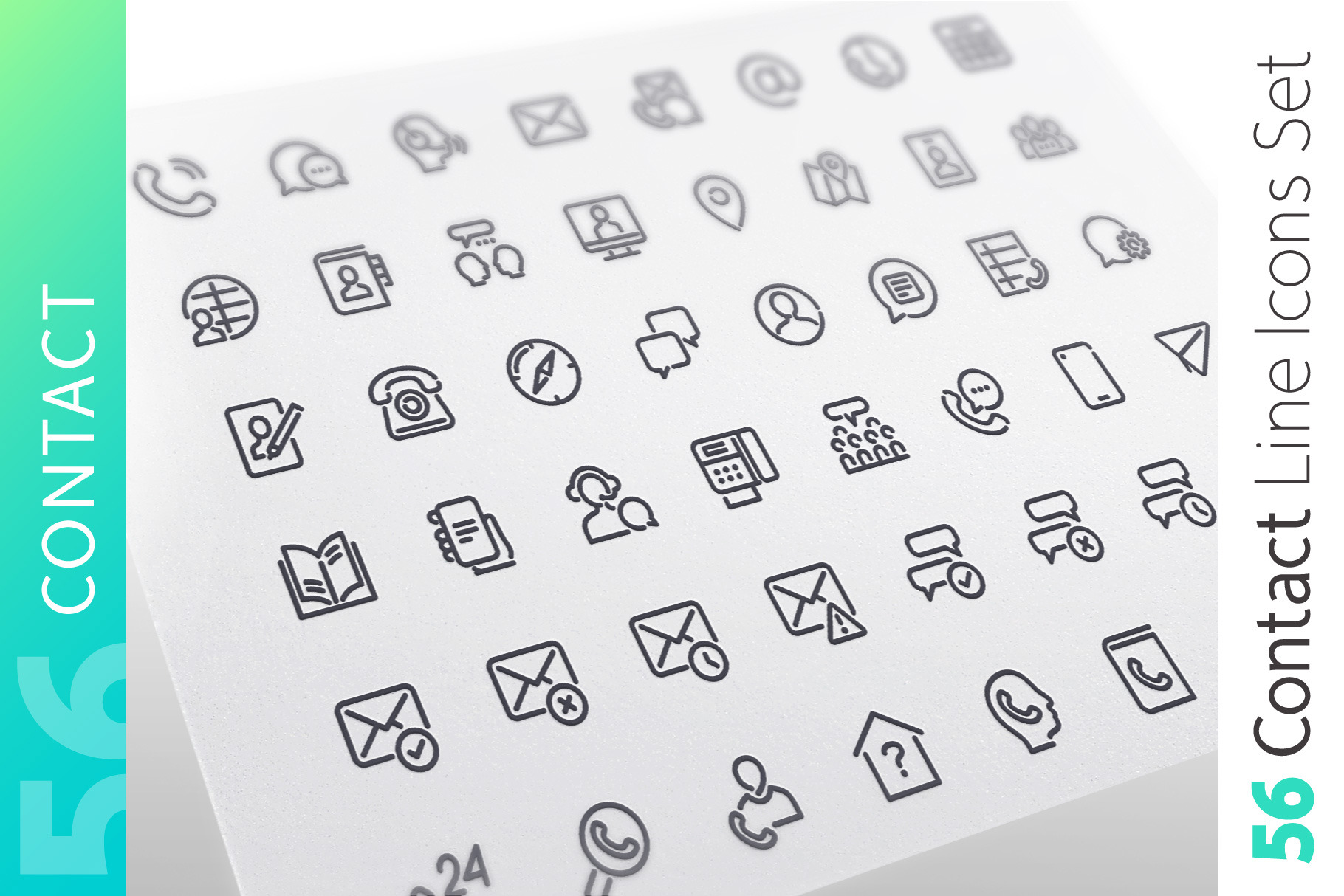 Contact Line Icons Set, an Outline Icon by Voysla's Shop | Creative Market
