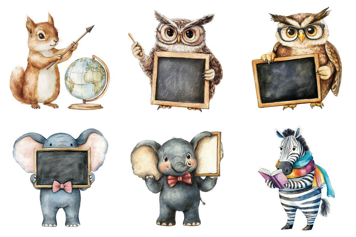 Cute Animals Teachers Clipart, a Graphic by CitraGraphics