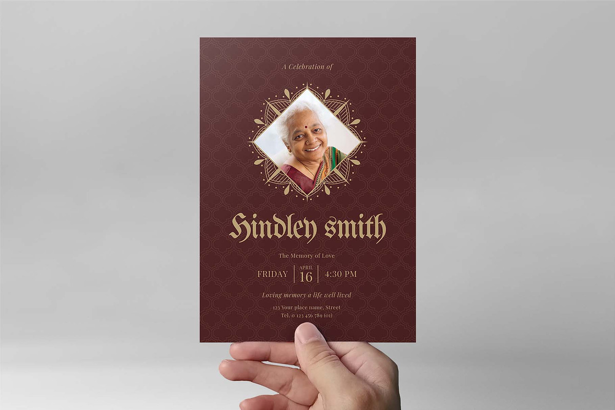 Indian funeral program template, a Flyer Template by BrandPacks