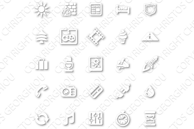 White minimalist icon set, a Texture Graphic by Christos Georghiou
