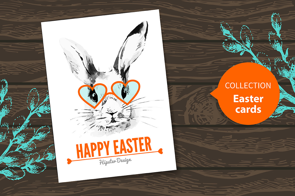 Easter Card Hipster Design, a Card Template by Elena Pimonova