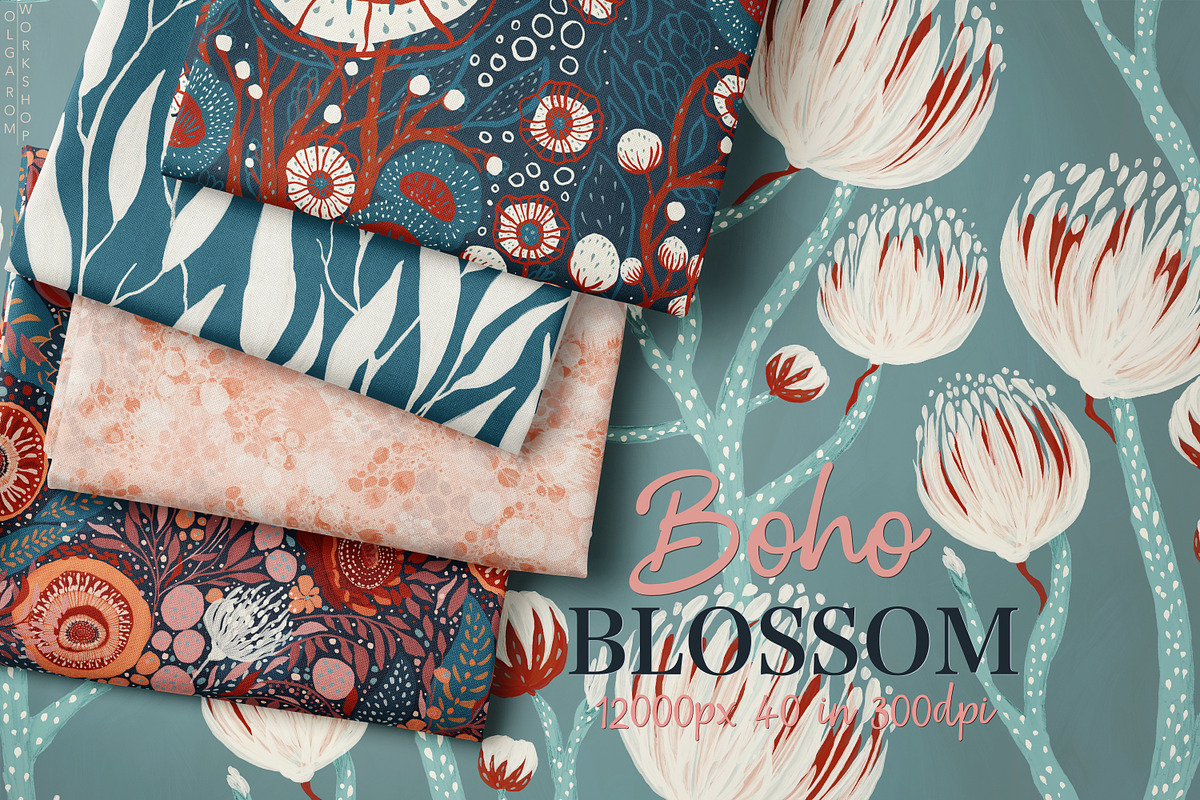 Boho Blossom Seamless Patterns, a Pattern Graphic by OlgaRom | Creative ...