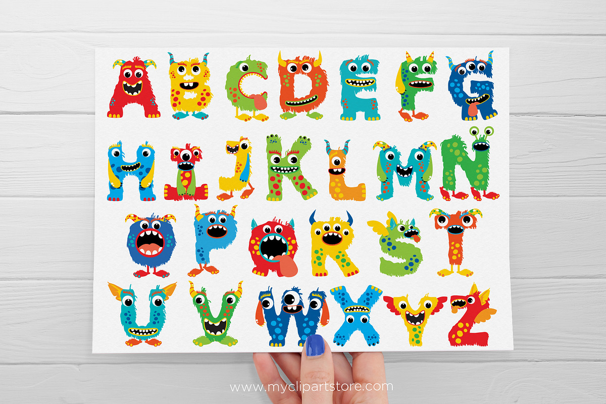 Monsters Alphabet Clipart, an Animal Illustration by MyClipArtStore