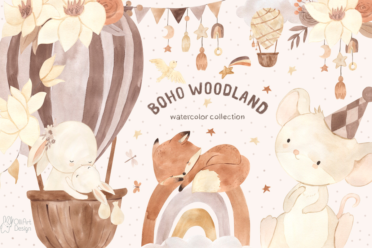 Boho woodland animals