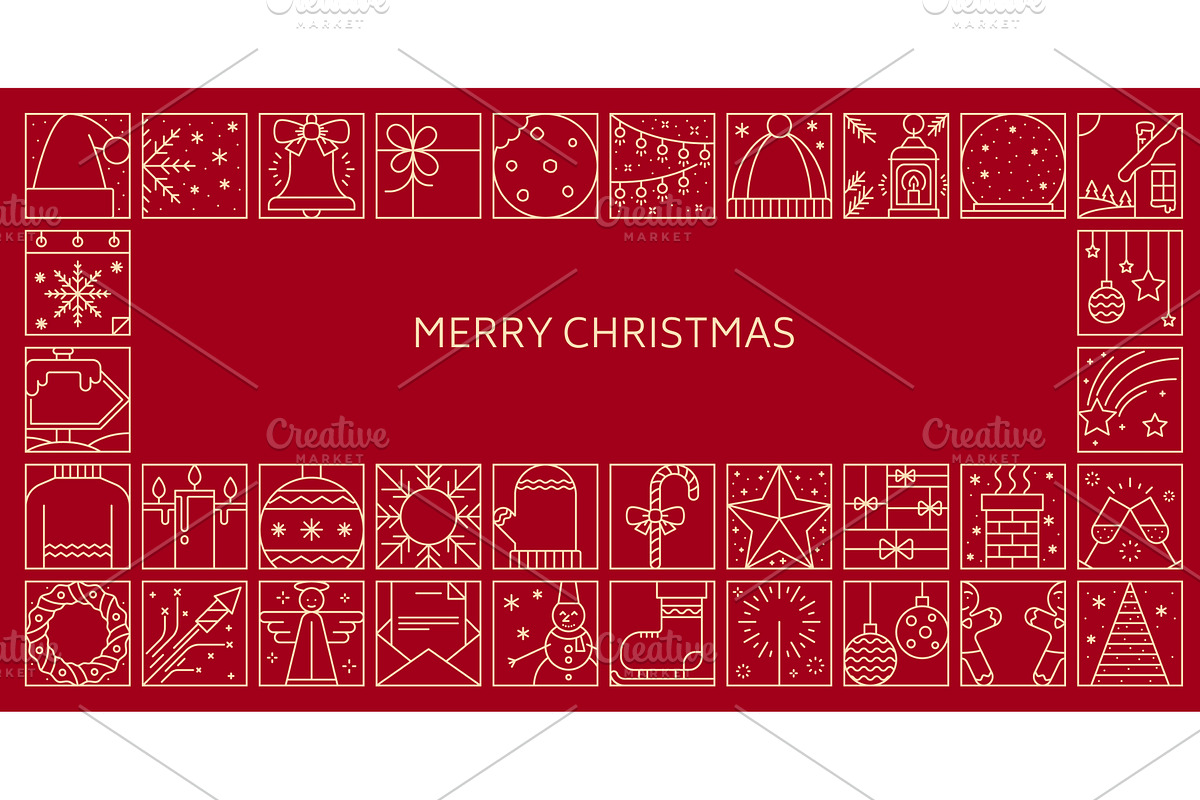 Christmas line ornament, a Seasonal Illustration by Vector Tradition