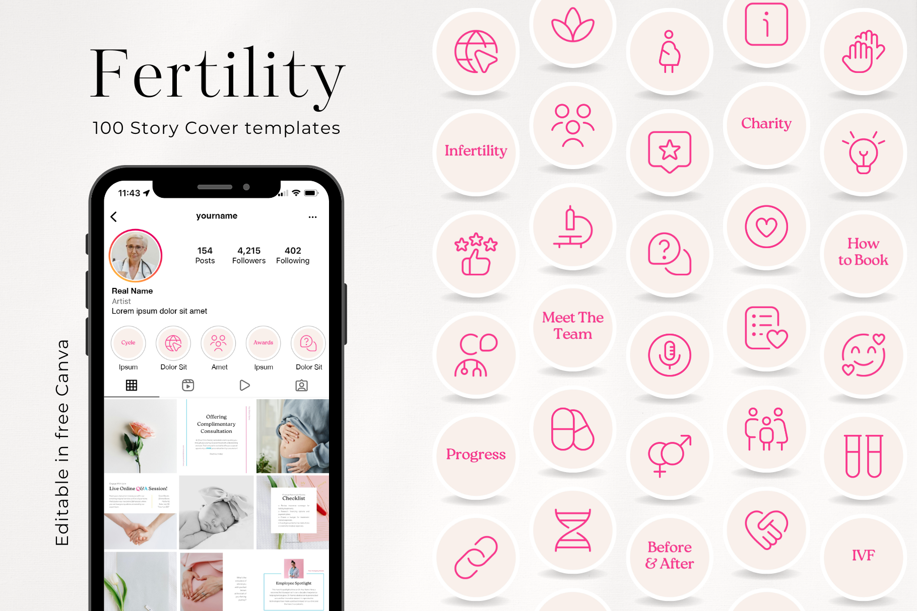100 Fertility Story Highlight Covers, a Social Media Template by ...