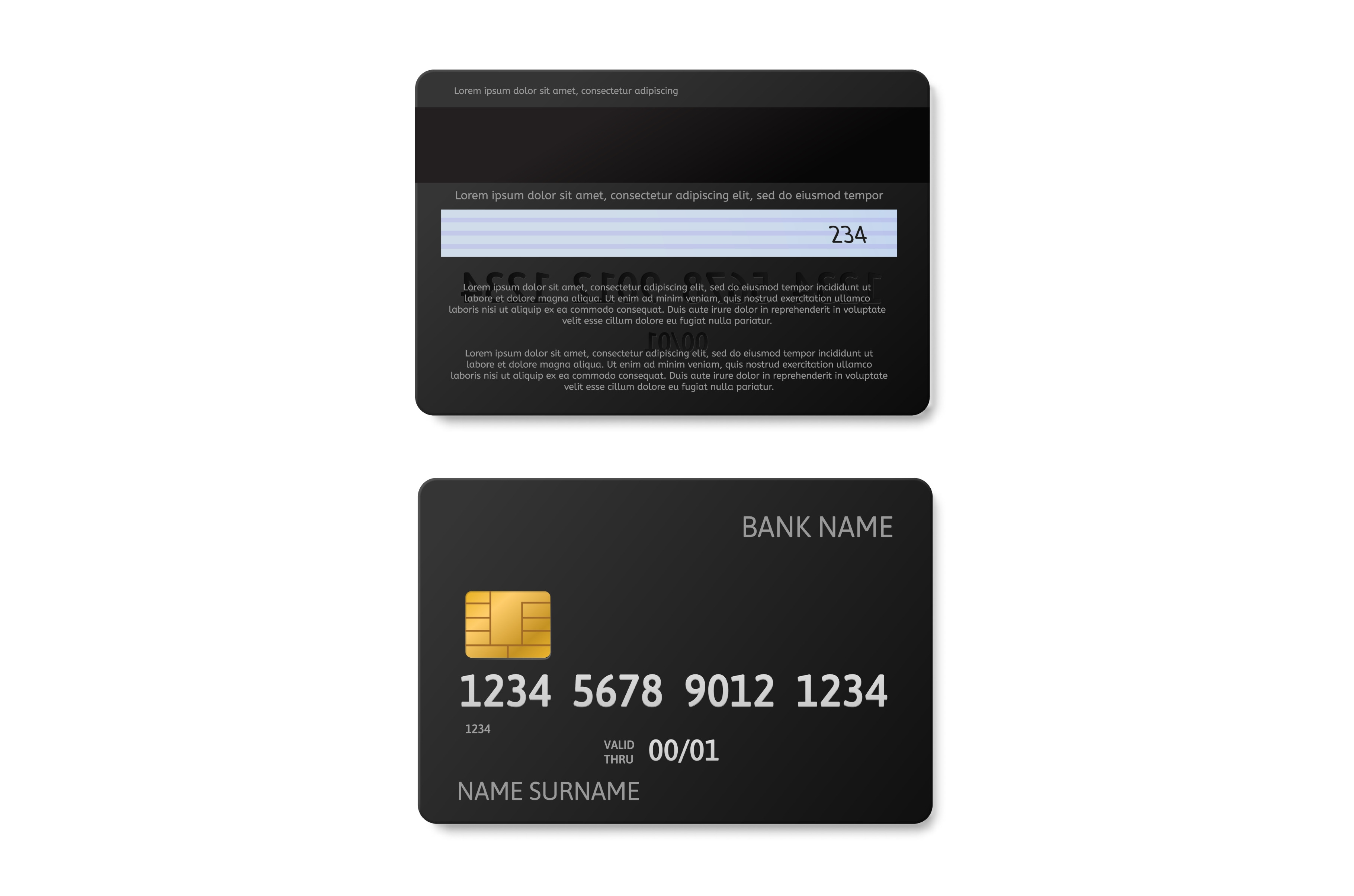 Credit card black. Debit cards with | Finance Illustrations ~ Creative ...
