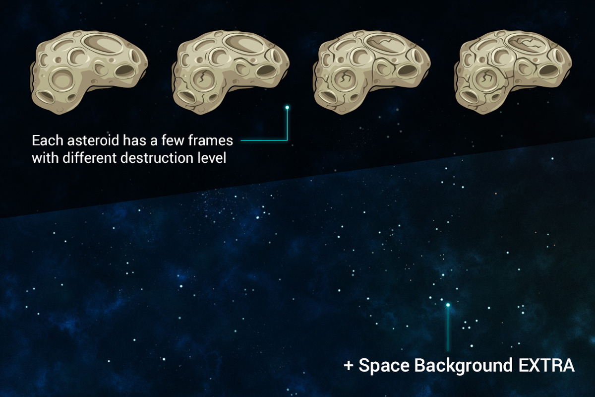 Vector Asteroids Sprites + Bonus, an Object Graphic by wowu