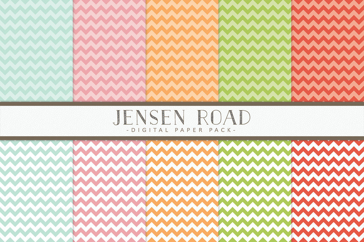 Spring Chevron Digital Papers, a Pattern Graphic by Jensen Road ...