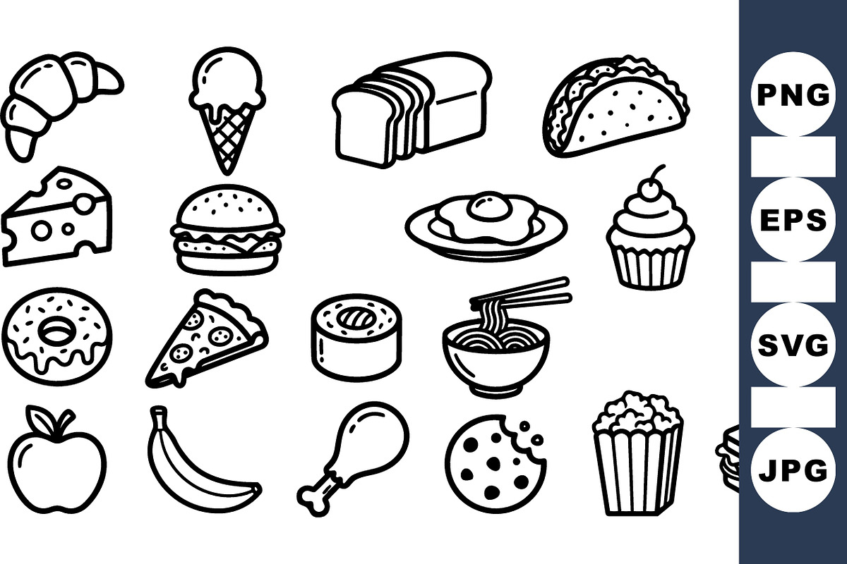 Hand Drawn Food Doodle Set, an Illustration by designvectx