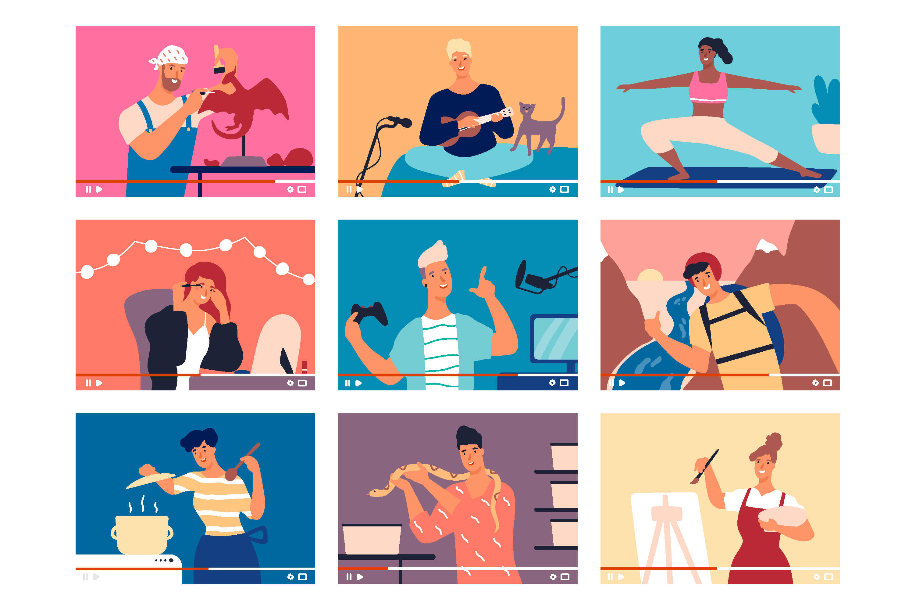 Online video tutorials set, a Person Illustration by Good Studio