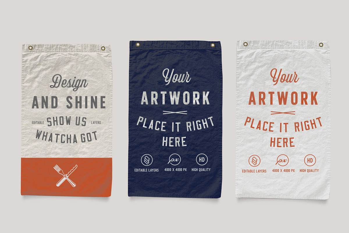 Vintage Custom Flag Mockup, a Household Mockup by TIFFS