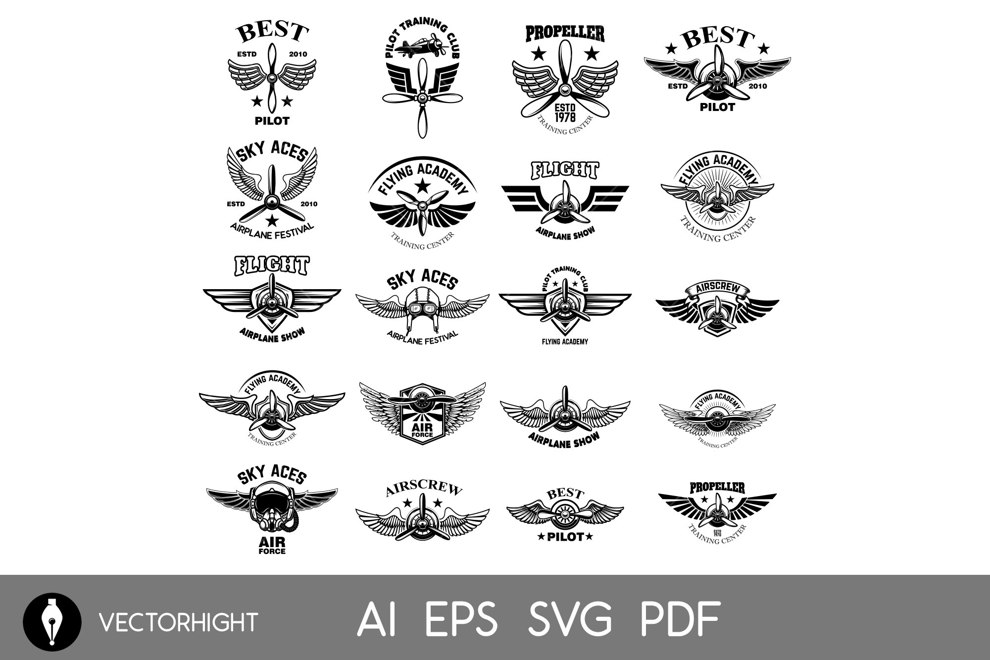 Set of vintage airplane emblems., a Branding & Logo Template by ...