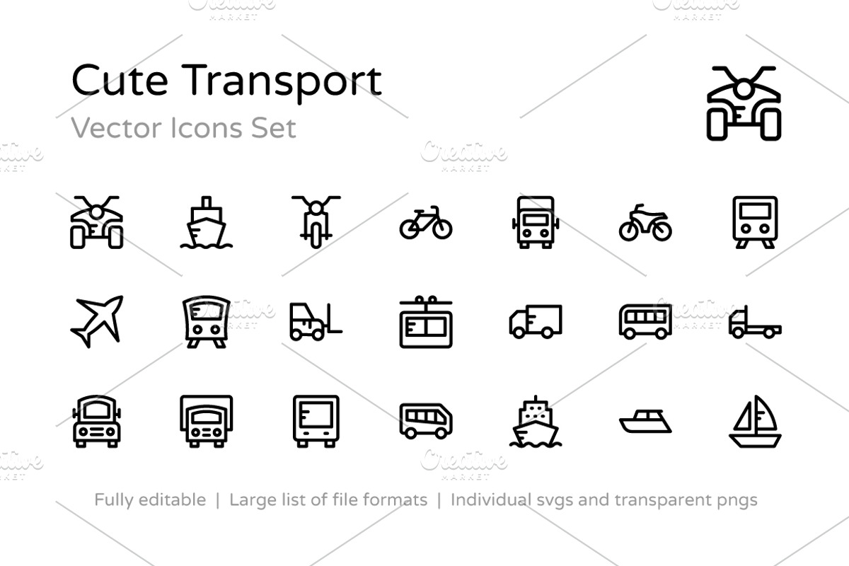 125+ Cute Transport Vector Icons, an Outline Icon by Prosymbols