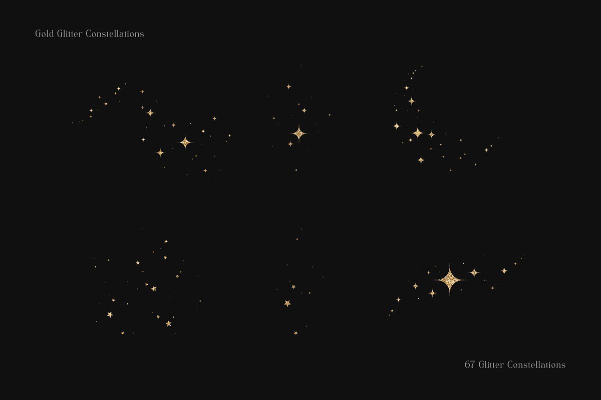67 Gold Glitter Constellations