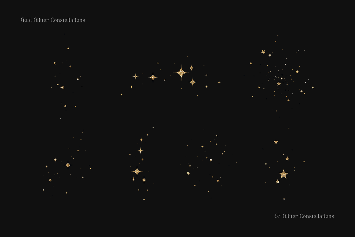67 Gold Glitter Constellations