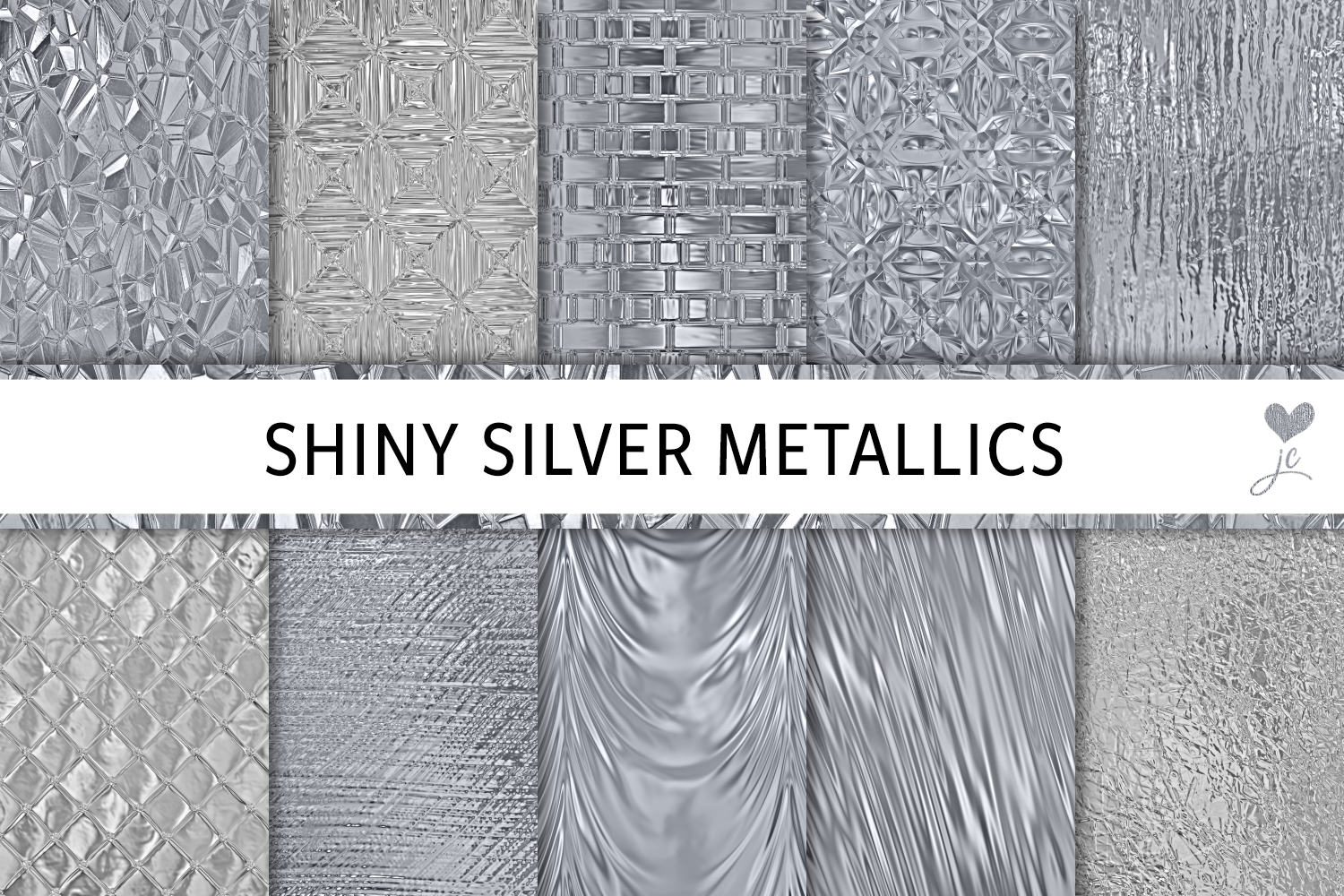 Shiny Silver Metallics, a Texture Graphic by Julie Campbell