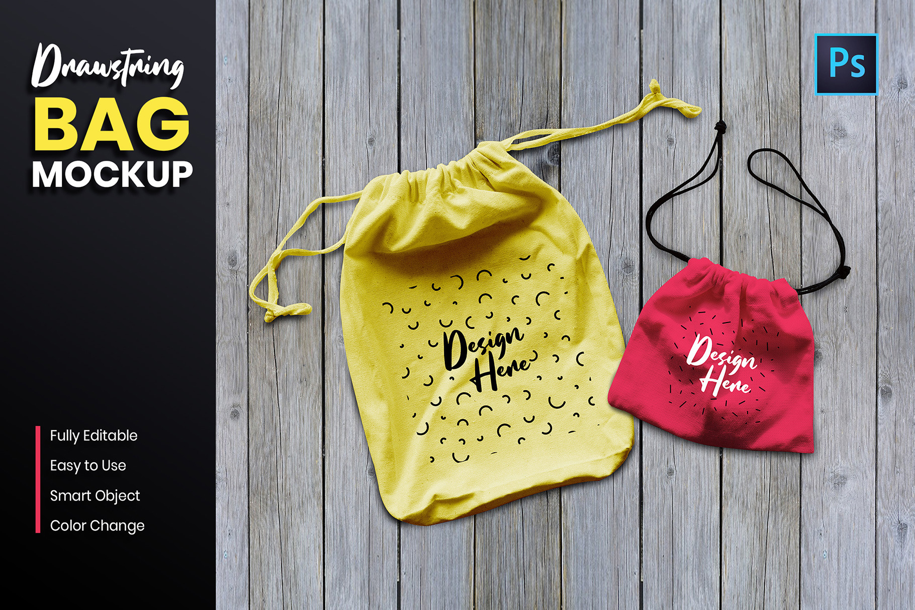 Drawstring Bag Mockup, a Product Mockup by VictorThemes