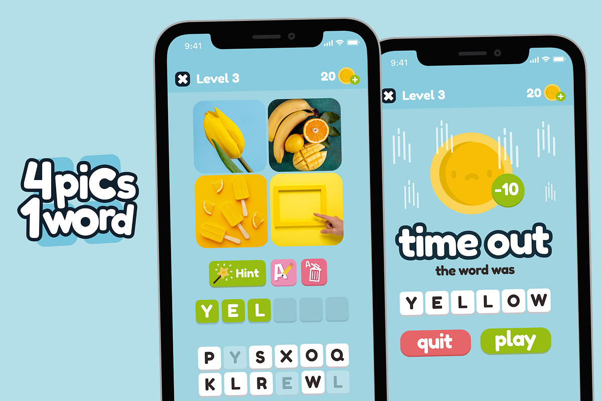 4 Pics 1 Word Game Gui Assets, an Illustration by DeLaGranSiete