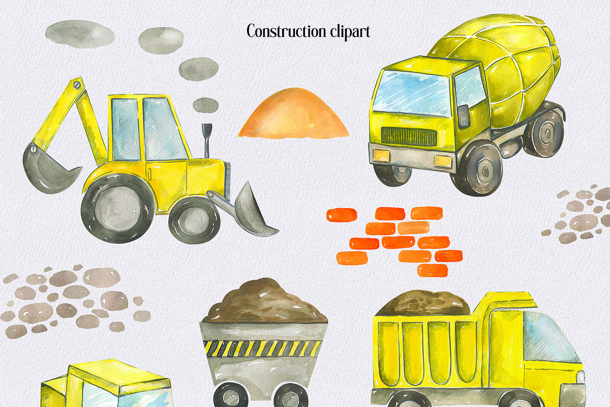 Watercolor Construction clipart, a Decorative Illustration by ...