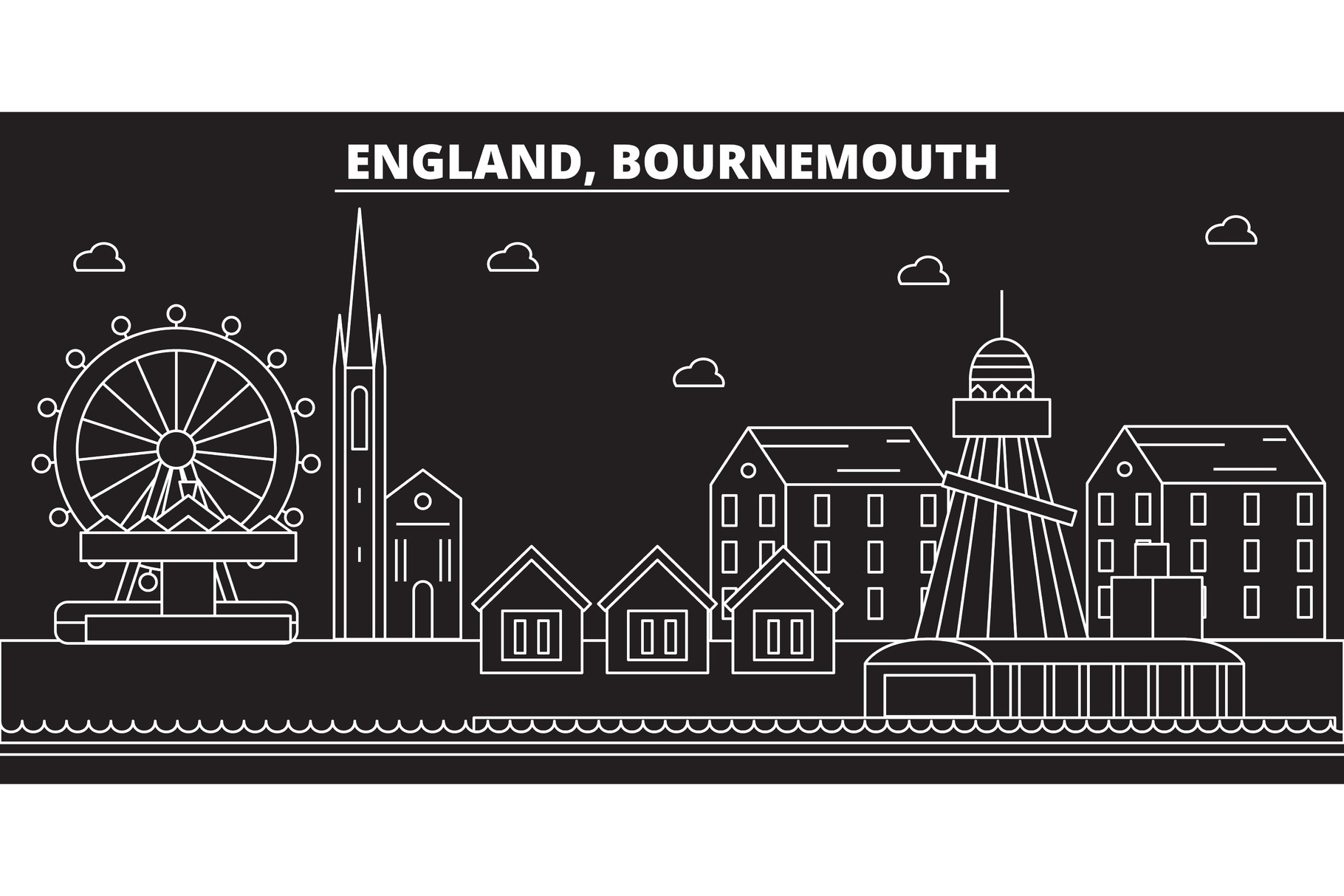 Bournemouth silhouette skyline. Great Britain - Bournemouth vector city ...