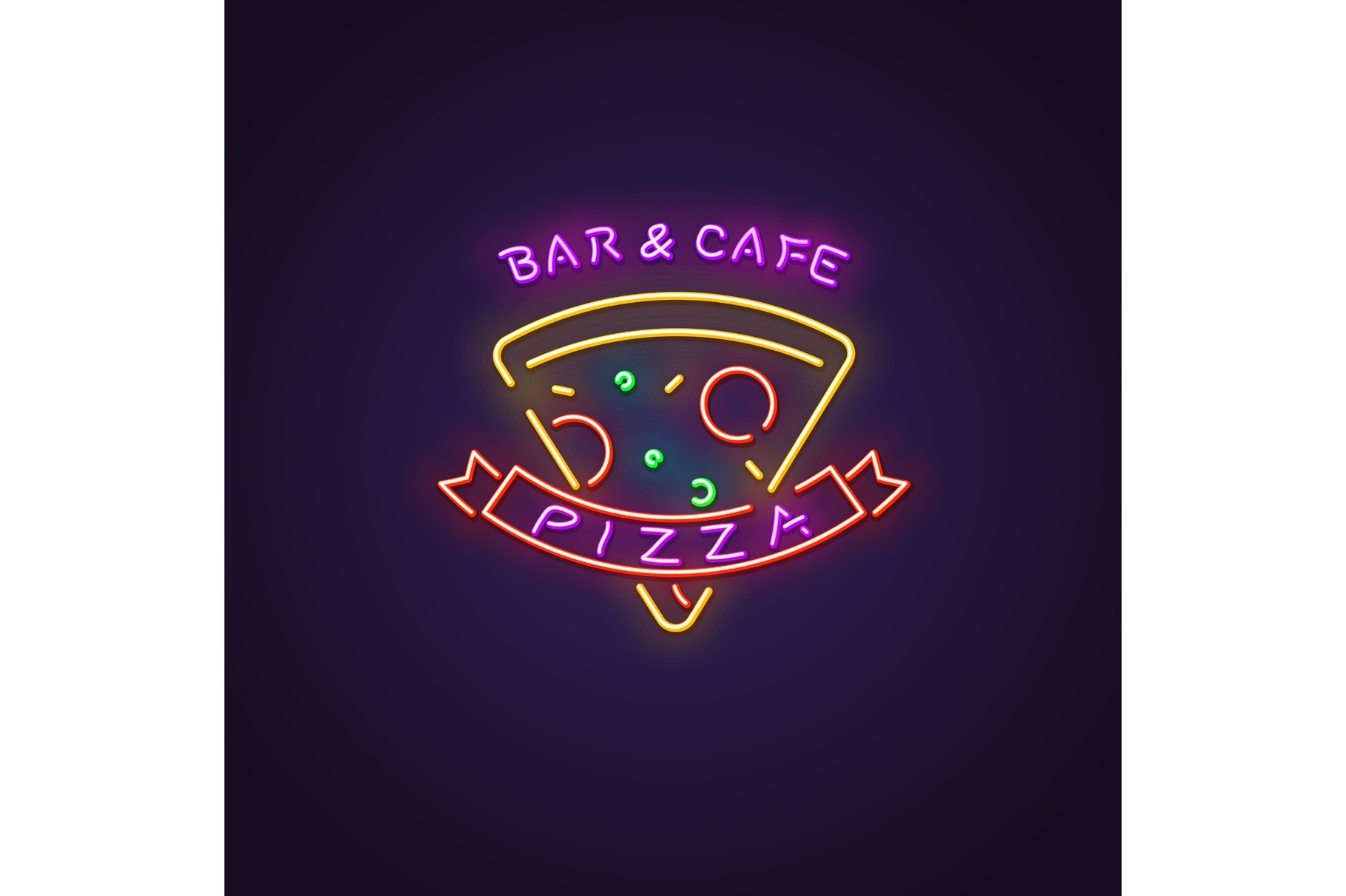 Pizza neon banner, a Decorative Illustration by SkyVectors