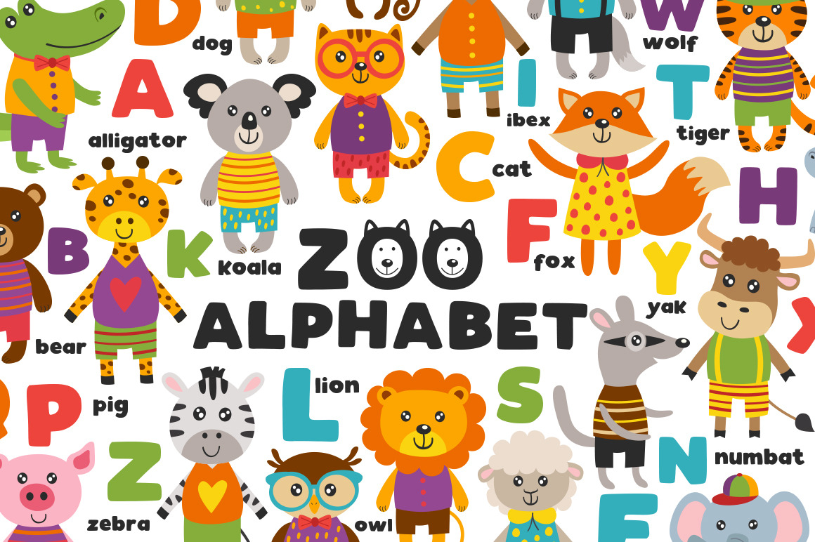 alphabet with cute animals, an Animal Illustration by NataKa