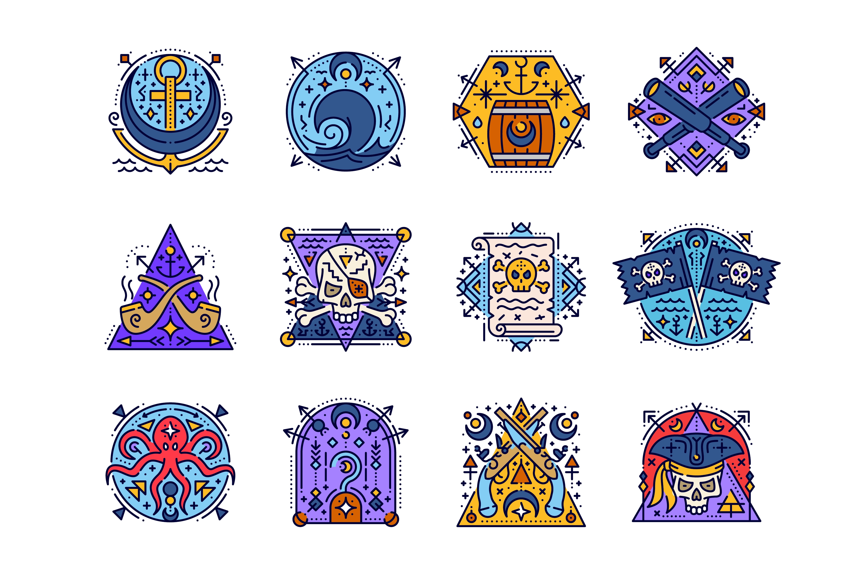 Sacred esoteric pirate corsair icons, an Object Illustration by Vector ...