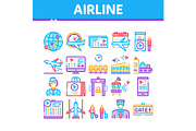 Airline and airport collection icons featuring airline, airport, and ...