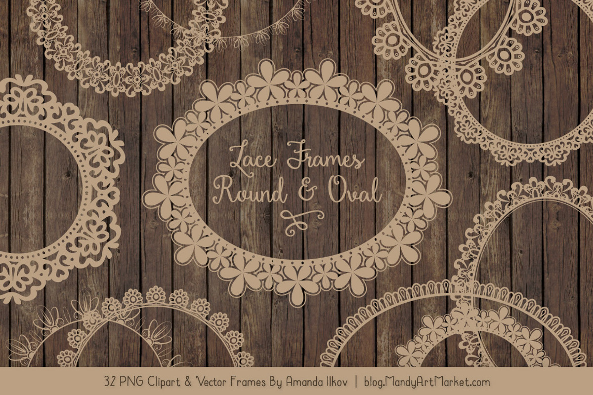 Champagne Round Lace Frames, an Illustration by Amanda Ilkov