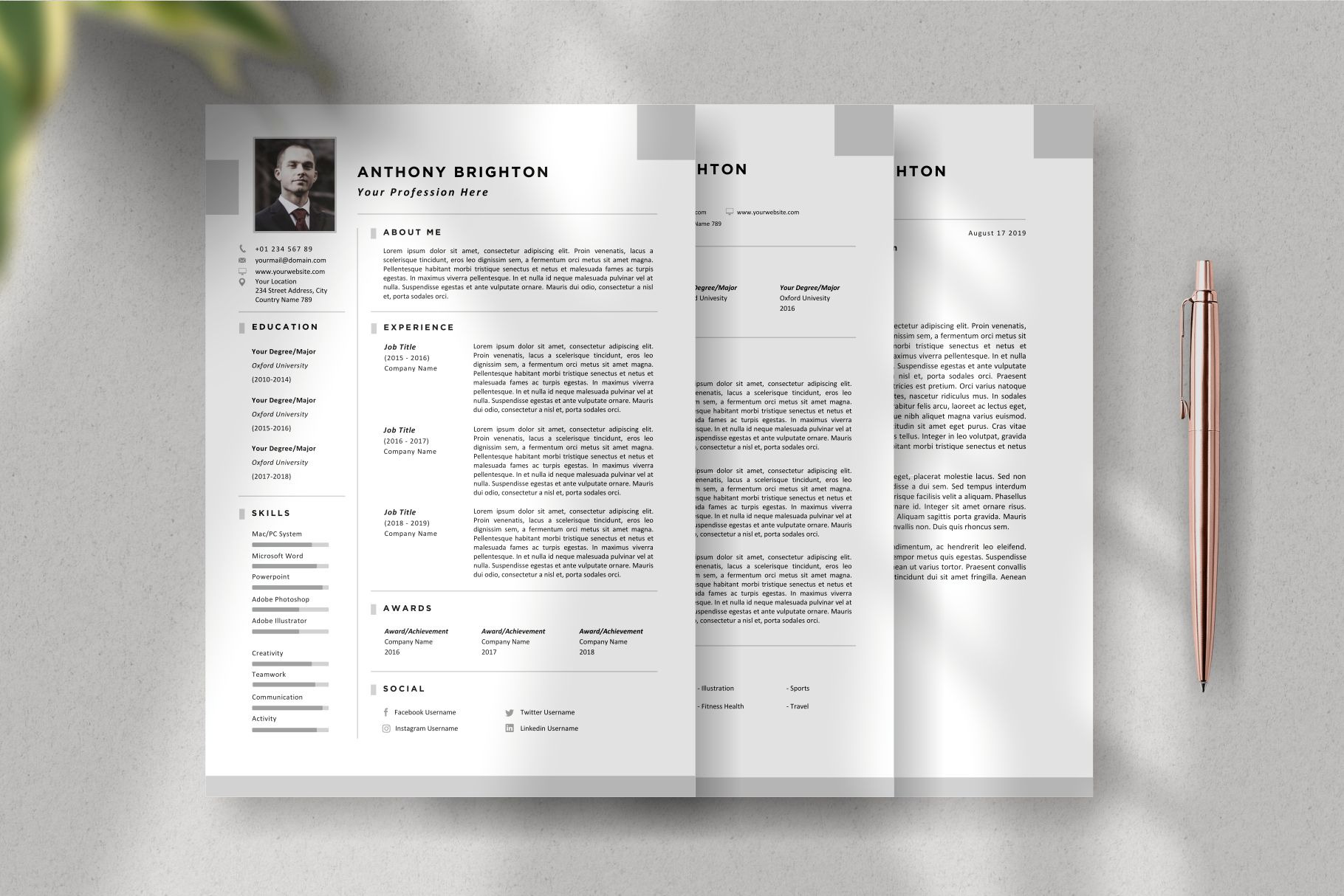 3 Page Resume Template - CV Resume, a Resume Template by ZHR Creative