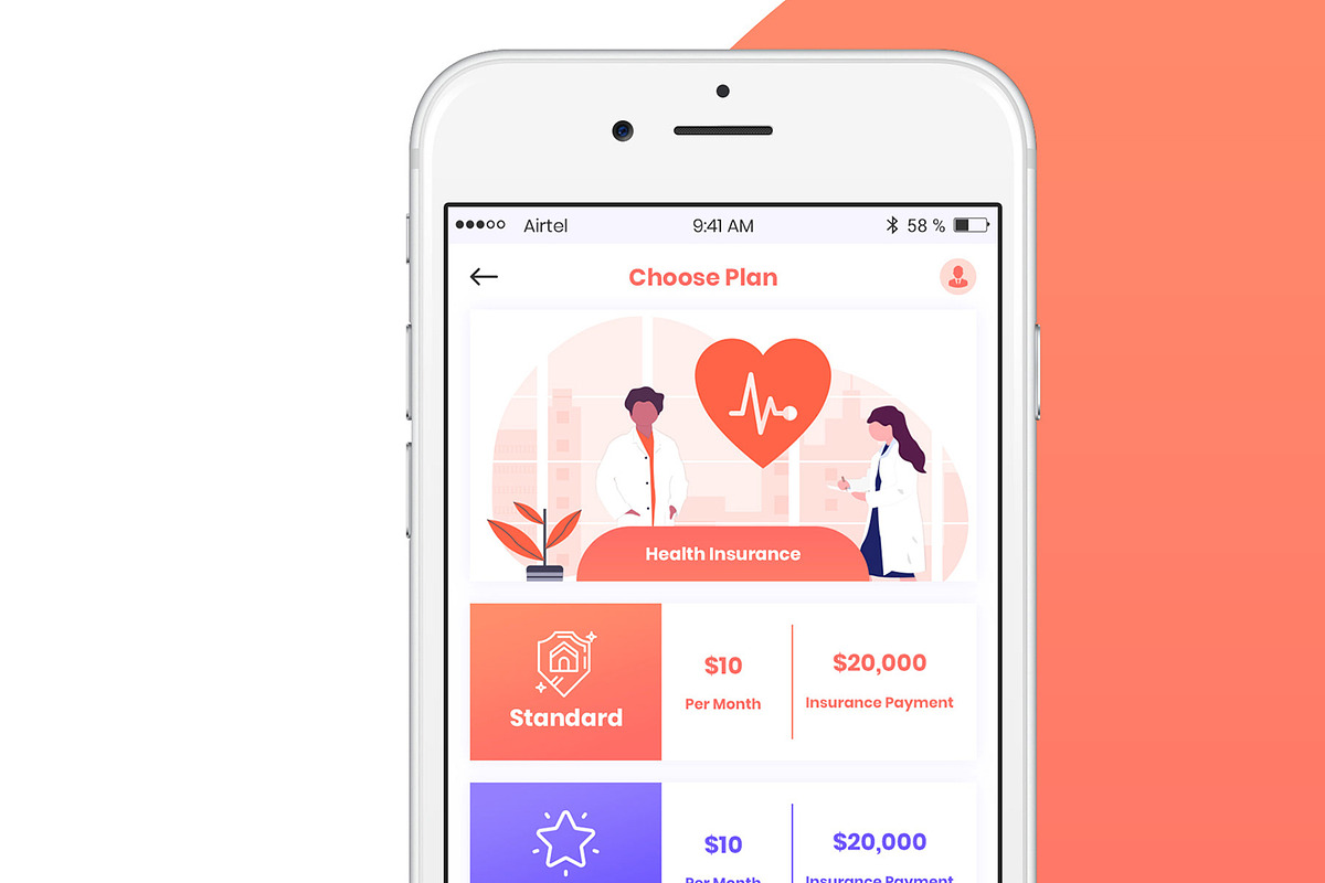 Insurance Company Mobile App UI, an UI Kit Template by createuiux