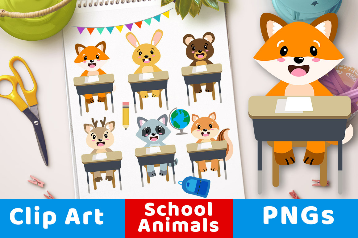Back to School Animals Clipart, an Animal Illustration by The Digital ...