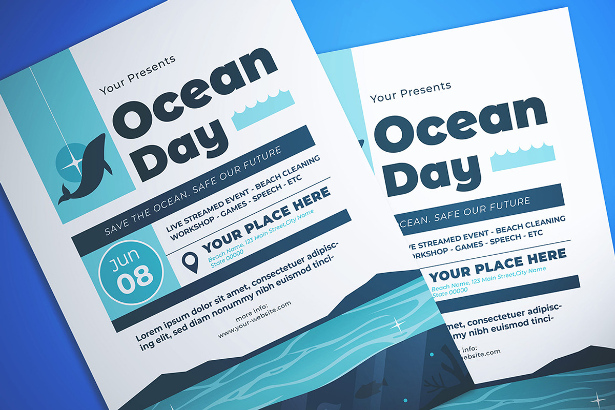 World Ocean Day Flyer, a Flyer Template by Gumico Studio. | Creative Market