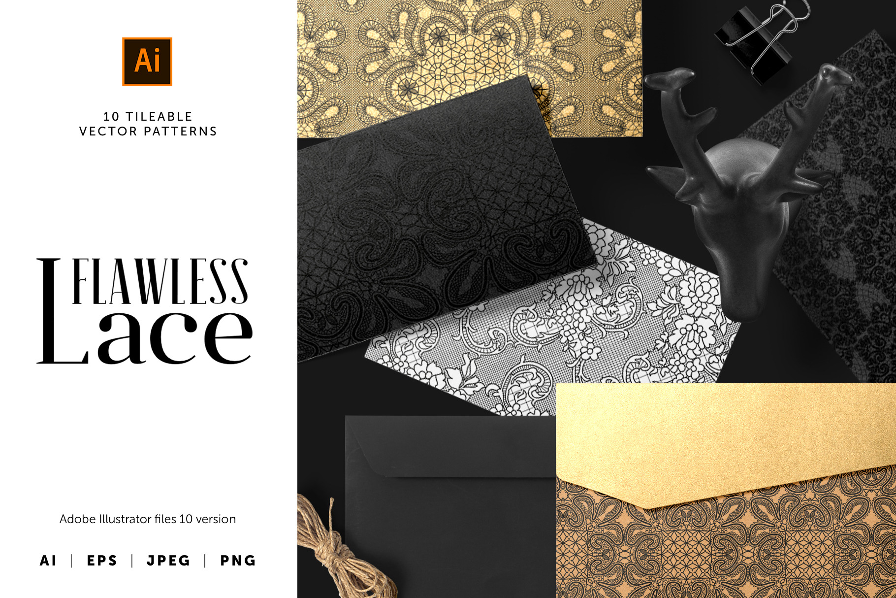 Gold Seamless Lace vector patterns