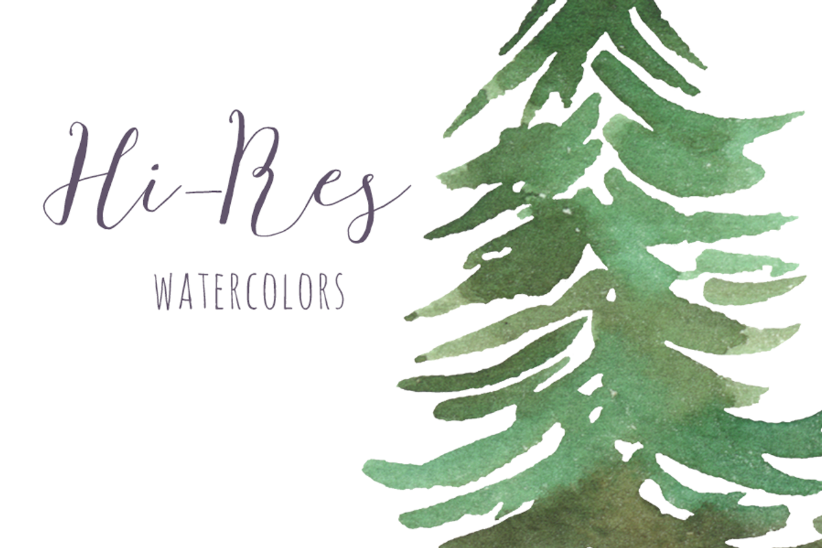 Watercolor Pine Trees Pack, an Illustration by PaperSphinx