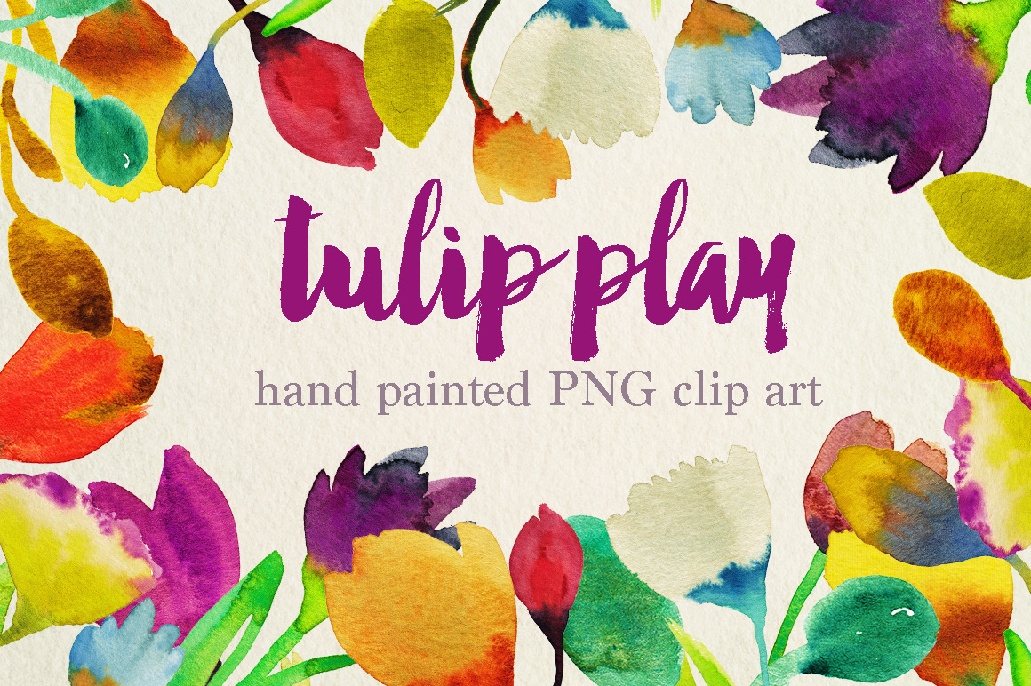watercolor tulip clipart, an Illustration by Sweet Fig