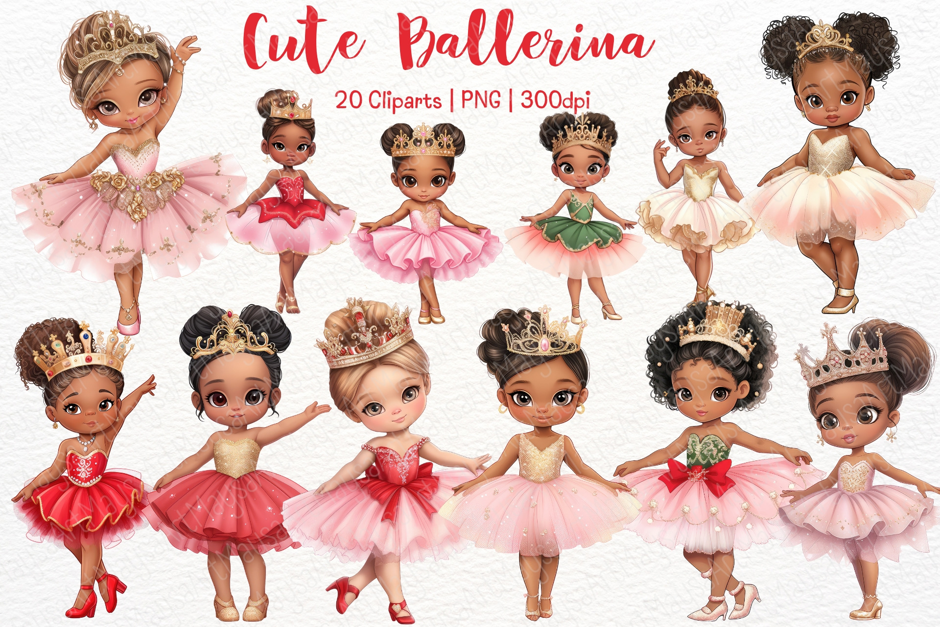 Cute Ballerina Watercolor Clipart, a Person Illustration by Maysa Art