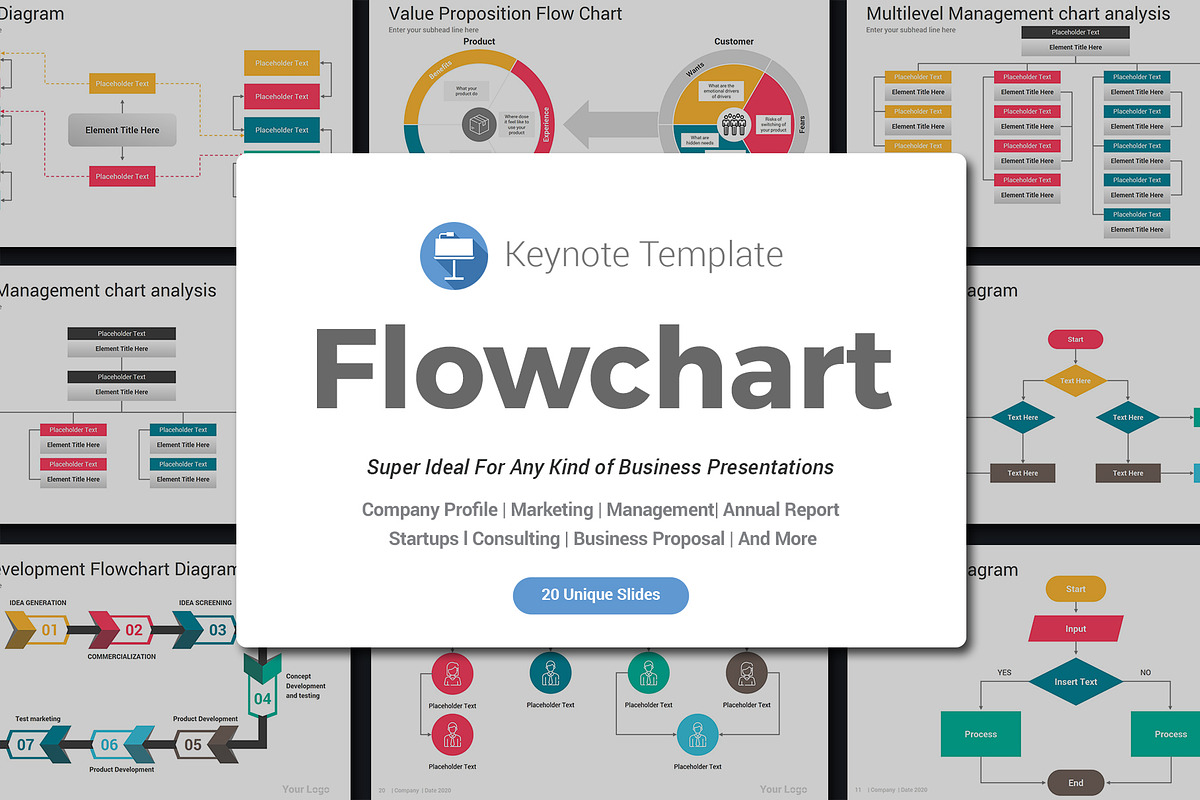 Flowchart Keynote Diagrams, a Presentation Template by SlideOne