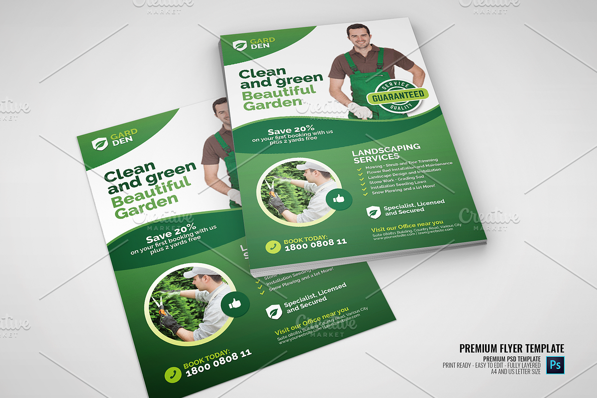 Landscaping and Lawn Care Flyer, a Flyer Template by PSDPixel